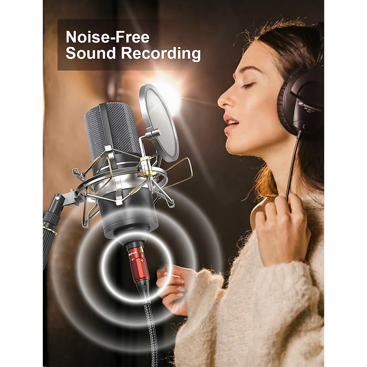 SOUNDFAM 3.5mm to XLR Premium Microphone Cable 6FT, 90 Degree Right Angle 3.5mm(TRS,1/8 Inch,Aux) Male to XLR Female Unbalanced Interconnection Cable for Microphone, Sound Card, Camcorder & More