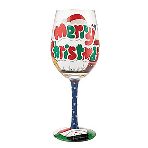 Enesco Designs by Lolita Holiday Go Big this Christmas Santa Hand-Painted Artisan Wine Glass, 15 Ounce, Multicolor