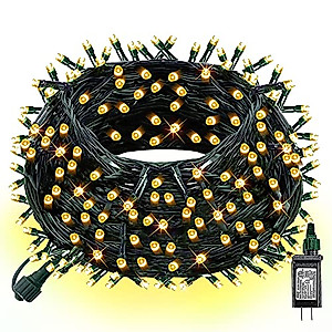 Dazzle Bright 300 LED Christmas String Lights, 100 FT Connectable Waterproof String Lights Green Wire with 8 Modes, Christmas Decorations for Indoor Outdoor Xmas Party Yard Garden (Warm White)