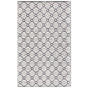 MARTHA STEWART x SAFAVIEH 6' x 9' Ivory/Navy MSR3503N Handmade Contemporary Floral Wool Area Rug