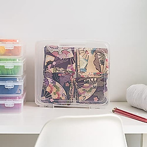 IRIS USA 8.5" x 11" Thick Plastic Portable Project Storage Case with Snap-Tight Closure Latch, 6-Pack, Caddy Container Box to Organize Paper Magazine Document Craft Hobby Quilting Art Supplies, Clear