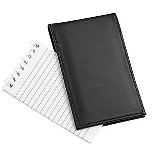 Black Leather Pocket Notepad Holder for 3x5 Inch Memo Pad Holder D and K Police Pocket Notebook, 1 3x5 Inch Lined Notepad Included