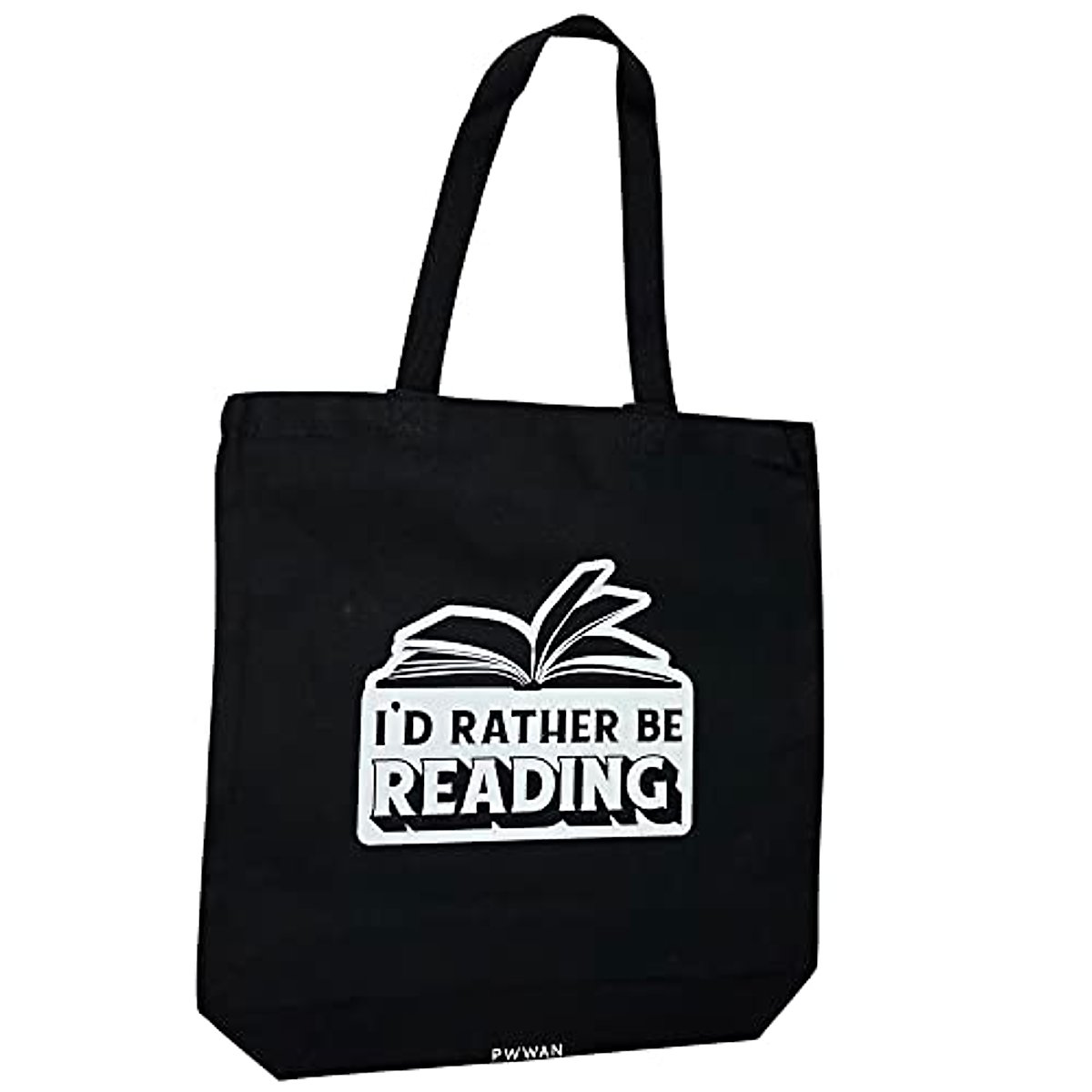Expression Tote Bag - Everyday Canvas Tote Bag With Expressions (Rather Be Reading Black)