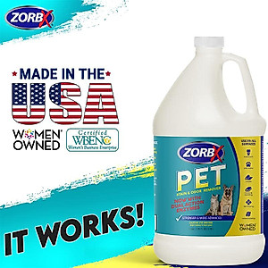 ZORBX Pet Stain and Odor Eliminator for Strong Odor - Dual Action Natural Enzymes Pet Odor Neutralizer & Stain Remover for Dog & Cat Urine | Carpet Cleaner Spray - 128 FL Oz (1 Gallon)