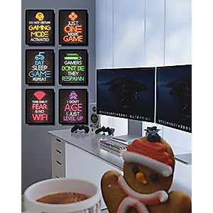 MINI ZOZI Gaming Wall Decor 8x10 6pcs Set For Boys Room Decor Gamer Bedroom Decorations Video Game Poster Neon Art Posters Cool Sign Gifts Boy & Girl Teens Teenager Kids Gameroom Videogame Setup Stuff Pictures Games Portrait Unframed Teen Boyfriend Gift