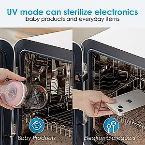 BRBLUERISE Bottle Sterilizer and Dryer 17L 4 in 1 UV Sterilizer and Dryer with Touch Screen Control Auto-Off Safety Sterilizer for Baby stuffs, Baby Bottles & Breast Pump Accessories