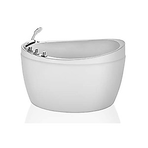 Empava 48 Inch Acrylic Luxury Freestanding Bathtub Hot Whirlpool Soaking SPA Air Massage Tub with Faucet and Knobs and Shower Head