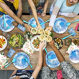 Piooluialy Frozen Birthday Party Supplies Tableware - Frozen Themed Party Decorations Include Dinner Plates, Cups, Napkins, Cutlery, Snow Frozen Baby Shower Birthday Party Decorations | 24 Guests