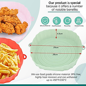 Silicone Air Fryer Accessories Pack of 3(Green, Pink, Red) Liner Basket Air Fryer Silicone Pot Tray, Reusable Air Fryer Silicone Basket Heat Resistant Easy Cleaning, Oven Baking Tray