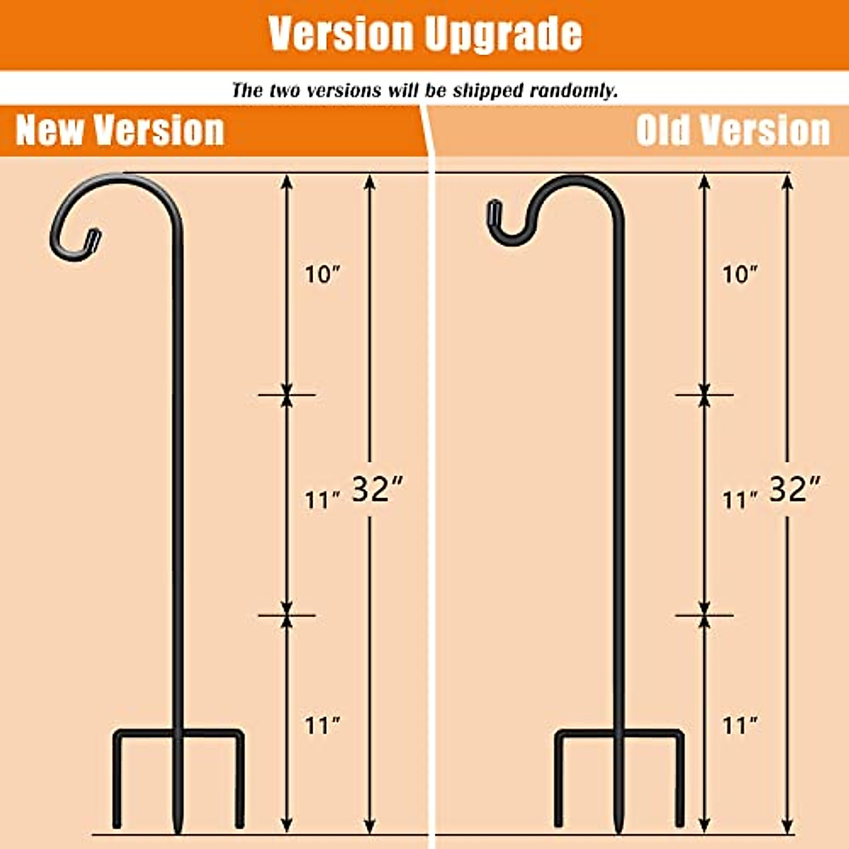 Gtongoko 8 Pack Adjustable Shepherds Hook Matte Black, Outdoor Garden Hook 32 in