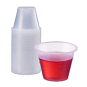 [100 Count - 1 oz.] Plastic Disposable Medicine Measuring Cup for Liquid Medicine, Epoxy, & Pills