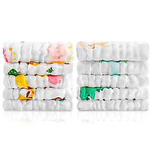 PPOGOO Baby Muslin Washcloths Natural Purified Cotton Baby Wipes Soft Newborn Baby Face Towel