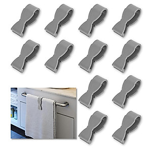 XIHIRCD 12 Pcs Towel Clips for Kitchen, Kitchen Tower Clips Hand Towel Clamps Hand Towel Clips for Fixing Towels on Kitchen Oven Handle Bathroom Towel Rack (Gray)