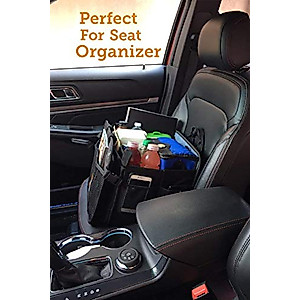 Tuff Viking Convertible Large 3 Compartment SUV Trunk Organizer | Truck Bed Organizer with Cover for Trucks, Cars, SUVs and Groceries. PATENTED ( 4-in-1 with Cover, Black)