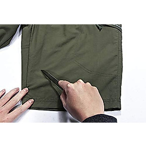 Men's Outdoor Stretch Quick Drying Cargo Pockets Hiking Camping Fishing Athletic Shorts with Multi Pockets Army Military