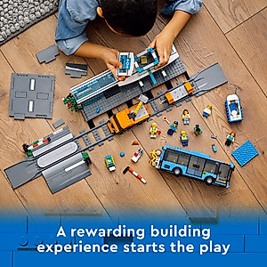 LEGO City Train Station Set 60335 with Bus, Rail Truck, and Tracks, Compatible with City Sets. Pretend Play Train Set for Kids Who Love Pretend Play