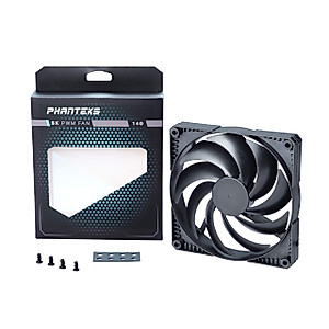 Phanteks (PH-F140SK_BBK_PWM) SK140 PWM Fan – 140mm Fan, high Airflow Nine-Blade Design, Rubber dampening washers - Black