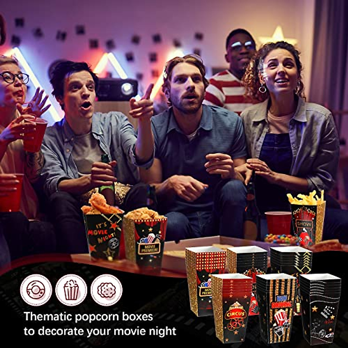36 Movie Night Popcorn Boxes for Parties & Events