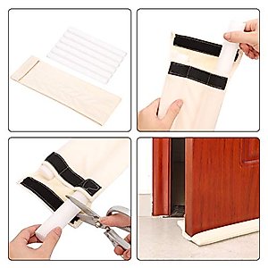 Emoly Under Door Draft Stopper,Improved Adjustable Double Draft Noise Blocker Sweep，Adjustable 32 to 38" for Sound Dust Proof (White)