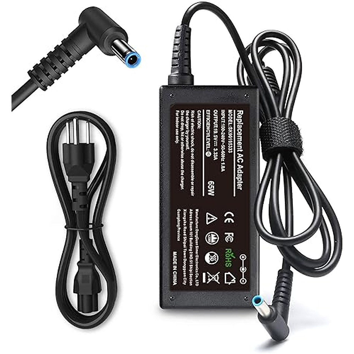 19.5V 3.33A 65W AC Power Adapter Laptop Charger for HP ProBook Charger X360 11 G1 G2 G3 G4 G5 G6 EE,440 G3 G4 G5 G6 G7,450 G3 G4 G5 G6 G7,470 G3 G4 G5,435 G7 440 G1,650 G2 G3 G4 Power Supply Cord