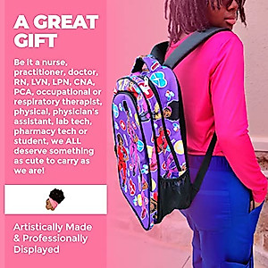Reflections By Zana Backpack for African American Nurses, Healthcare Workers - Durable & High-Capacity Carry Laptops up to 17 Inches - Purple
