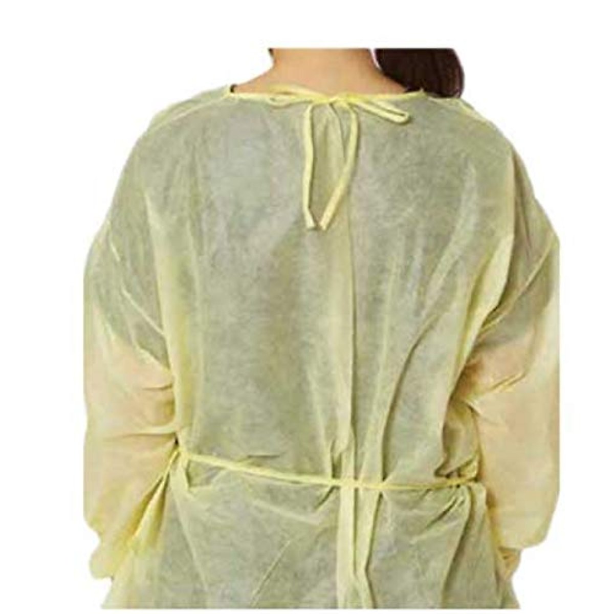 Disposable Protective Isolation Gown with Elastic Cuff,Latex Free,Non-Woven, Fluid Resistant,ONE Size FITS All,(Pack of 10) Yellow