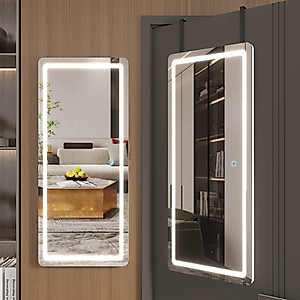 EDTEMI 40"x16" LED Lighted Wall Mounted Mirror, Full-Length Mirror with LED Lights, Full Body Mirror, Hanging Mirror for Bedroom Living Room Locker Room, White