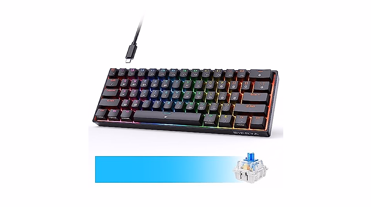 DIERYA DK61E Mechanical Gaming Keyboard, 60% Percent Keyboard w/Hot ...