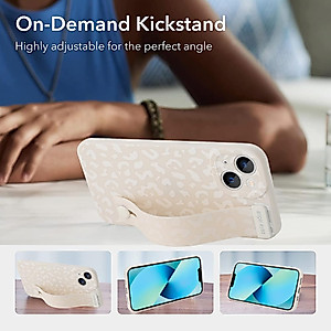 OOK Compatible with iPhone 13 Leopard Print Case with Wrist Strap, White Leopard TPU Shockproof Protection Cover Cheetah Print with Camera Protection for Women Girls, for 6.1inch