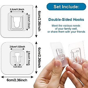 ANYSENT Transparent Double Sided Adhesive Wall Hooks,No Damage Wall Hooks,Nail Free Self Adhesive Hooks for Bathroom Kitchen Office Hanging (10 Set)