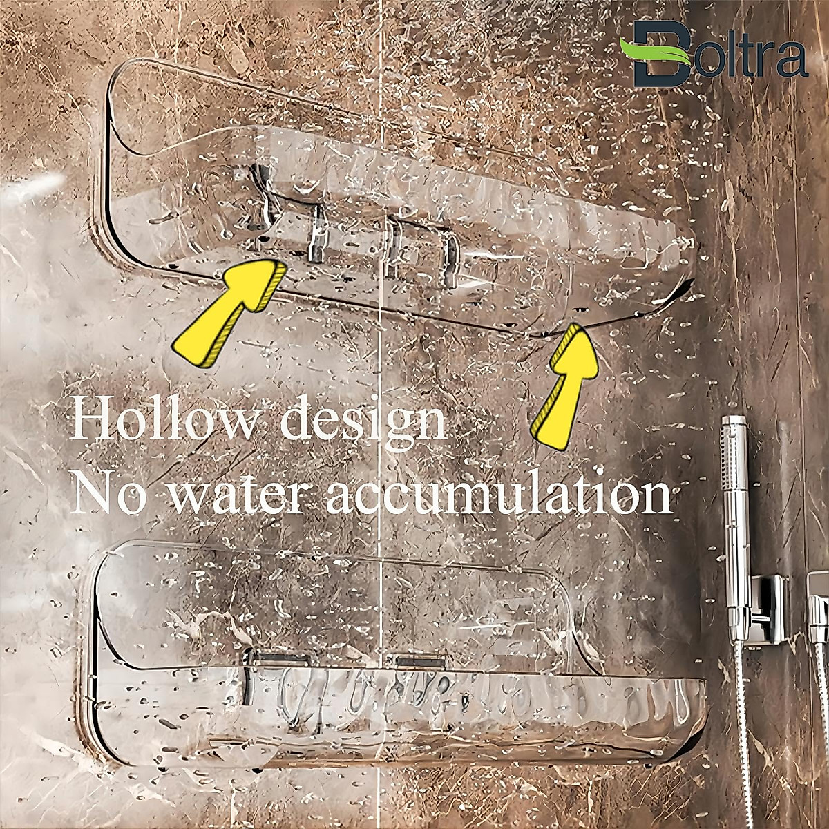 Boltra Clear Shower Caddy Shelves, 2-Pcs Acrylic Wall Mounted Shelf Bathroom Organizers and Container Without Drilling Plastic Shelf for Bathroom, Kitchen