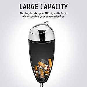 CO-Z Adjustable Ashtray, Smokeless Odorless Indoor Outdoor Floor Standing Ash Tray with Lid for Home Patio Cigarettes Ash Butt Disposal, Windproof Balcony Ashtray in 20", 27.5", 35" Heights, Black