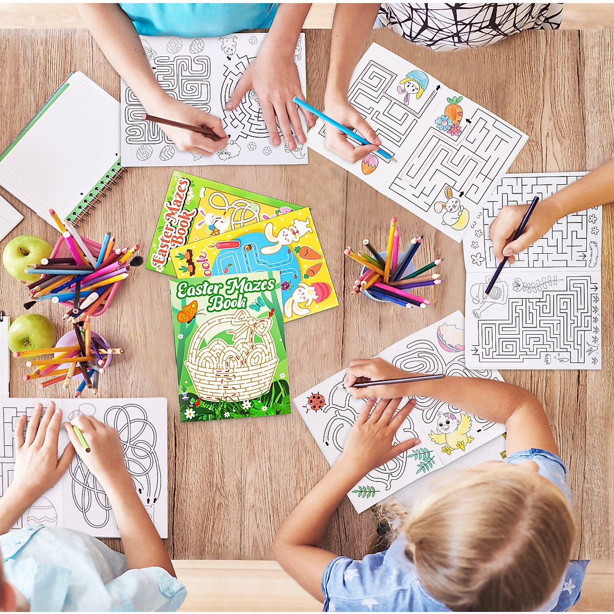 Winrain 4PCS Easter Basket Stuffers Maze Books for Kids, Children Crafts Games Activities, Ages 3-5, 4-8, 6-8, 8-12(160 Mazes of 4 Difficulty Levels)