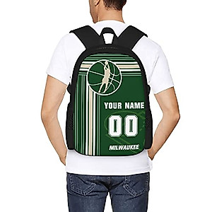 Milwaukee Custom Basketball Style Backpack With Personalized Name Number Teens Girls Boys School Bag Computer Backpacks 17 Inch Large Capacity.