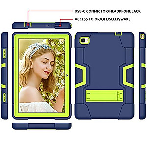 Kebiory Shockproof Rugged Hybrid with Screen Protector Cover for Dragon Touch 102/Blackview Tab 7/7 Pro/OSCAL Pad 10 Tablet/TECLAST P30S/M40 Plus/M40S/M40 PRO/P20S/P20HD/P40HD (Navy/Green,1 Pack)