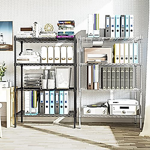 SZQINJI 4-Shelf Storage Wire Shelves Heavy Duty 4 Tiers Standing Shelving Units Adjustable Metal Organizer Wire Rack, Black