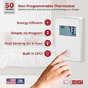 LuxHeat 80 Sqft Mat Kit, 120v Electric Radiant Floor heating System for Under Tile & Laminate. Floor Heat Kit Includes Heating Mat, Alarm, OJ Microline Non Programmable Thermostat with GFCI & Sensor