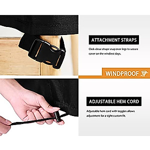 Dokon Rectangle Patio Ottoman Cover with Air Vents, Waterproof, Anti-Fading, UV Resistant Heavy Duty 600D Oxford Fabric Patio Side Table Cover, Outdoor Furniture Cover (28"L x 22"W x 17"H) - Black