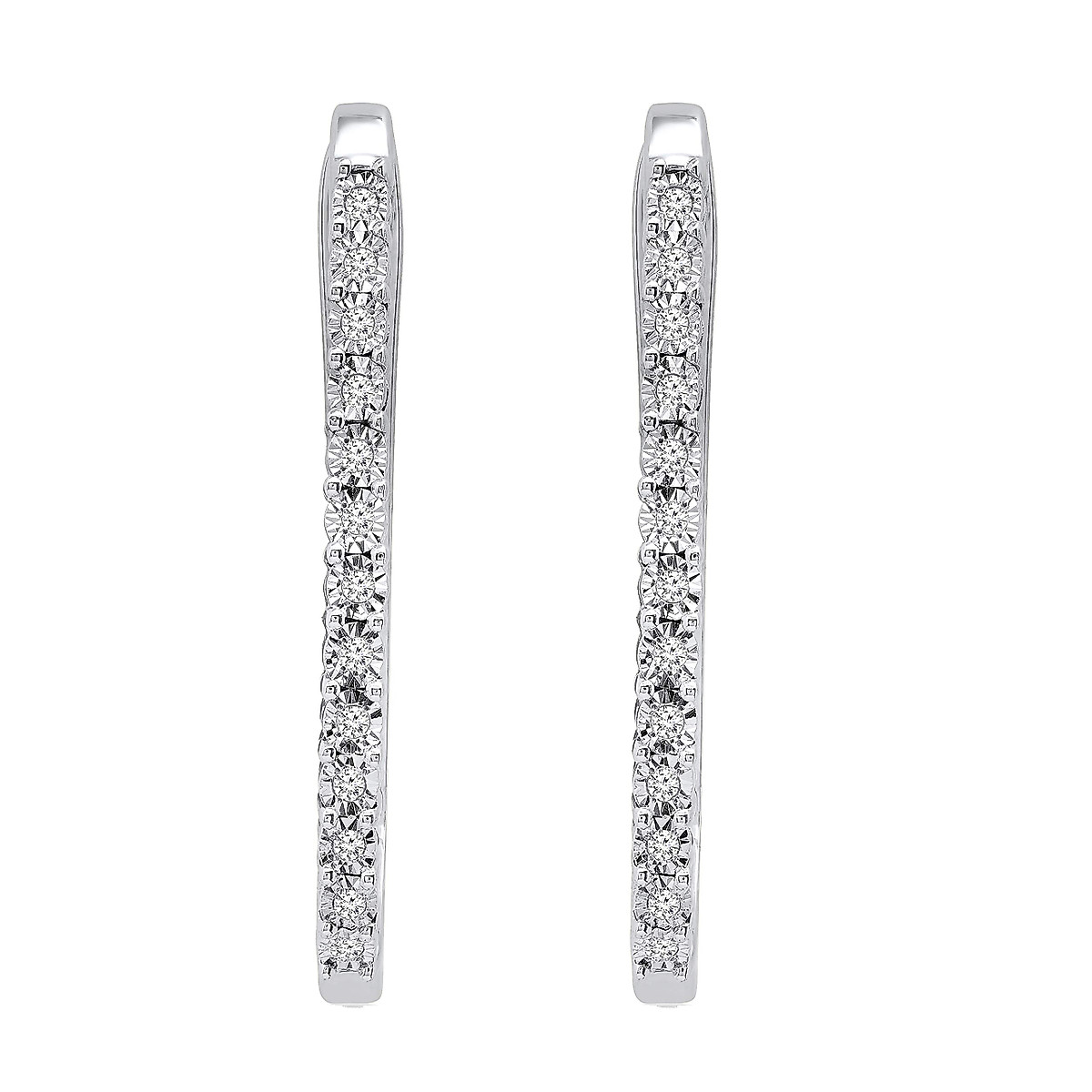Dazzlingrock Collection 0.13 Carat (ctw) Round White Diamond Ladies Hoop Earrings, 10K White Gold