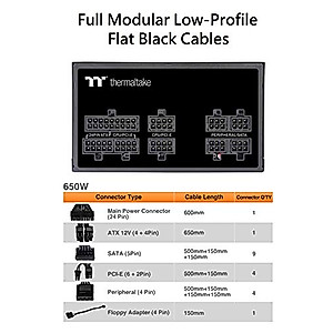 Thermaltake Toughpower GF1 650W 80+ Gold SLI/ CrossFire Ready Ultra Quiet 140mm Hydraulic Bearing Smart Zero Fan Full Modular Power Supply 10 Year Warranty PS-TPD-0650FNFAGU-1