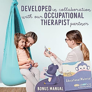 Moonkee Sensory Swing for Kids Indoor - Calming and Relaxing Hug Effect Therapy Swing for ADHD, Anxiety, Autism Swing - OT Approved and Safety Tested - Outdoor Sensory Joy Swing for Kids and Adults
