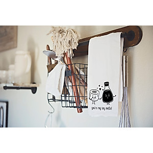 Handmade Funny Kitchen Towel - 100% Cotton Funny Hand Towel for Sushi Lovers - 28x28 Inch Perfect for Chef Housewarming Christmas Mother's Day Birthday Gift (You are My Soy Mate)