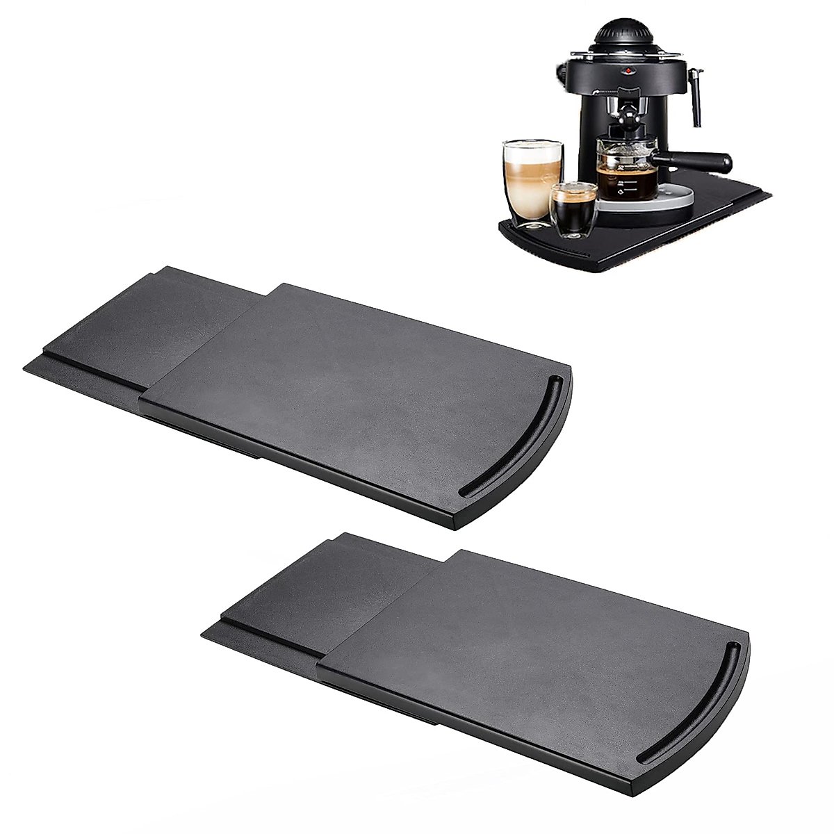 HOME RIGHT Sliding Coffee Maker Tray, Black, Rectangular, Non-Toxic ABS Material, Easy to Clean, Reduces Burden, For Countertop Use