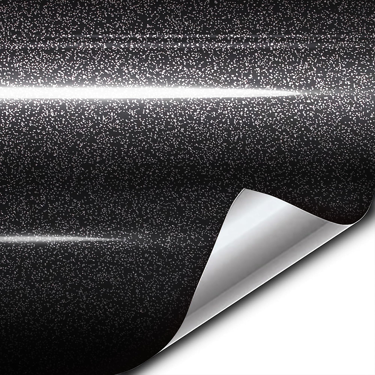 VVIVID XPO Black Metallic Sparkle Gloss Vinyl Car Wrap Film 1 Foot X 5 Feet Roll DIY Easy to Install No-Mess Decal