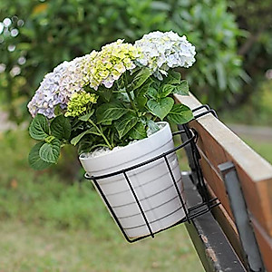 TreeLen 3Pack 10inch Railing Planters Outdoor Balcony Hanging Baskets for Plants Fence Planters Metal Potted Stand Indoor Porch Railing Planters Flower Pot Holder