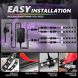 OPT7 AURA PRO Bluetooth LED Marine Boat Light, w/Music Sync RGB Interior Lighting Strip, Multi Color n Mode, iOS/Android Smart APP, IP67 Waterproof Deck Lights for Pontoon Bass Yacht Kayak, 12V