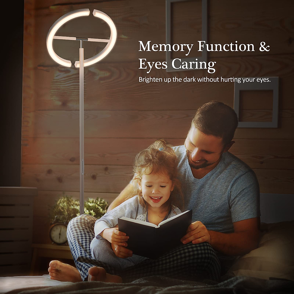 FIMEI Split Floor Lamp, Modern Bright LED Rotatable Floor Lamp with Reading Light for Home, Standing Lamp with Stepless Dimming and 3000K-6000K Color Temperature, Touch and Remote Control-Black