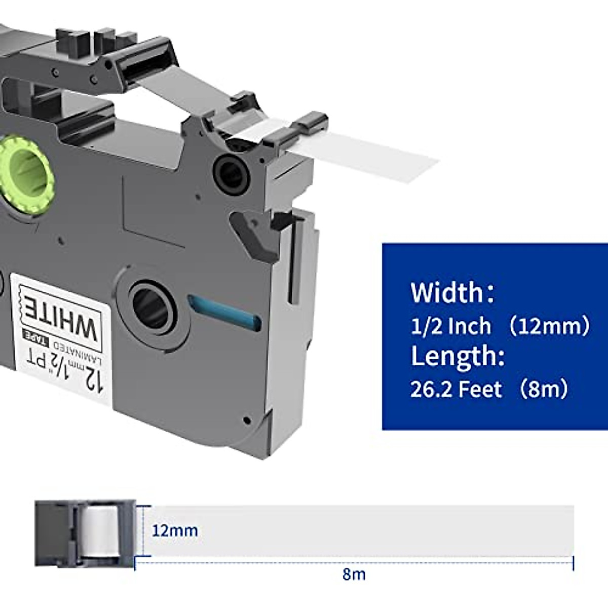 P PUTY Compatible Label Tape Replacement for Brother P Touch TZe-231 TZ-231 Label Maker Tape, 0.47" Laminated for PT-D210 PT-H100 PT-1280 PT-1880 12mm (1/2 Inch) x 8m (26.2 ft) Black on White 4-Pack