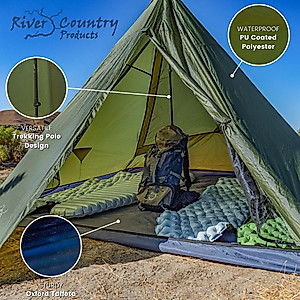 Trekker Tent 4 with Aluminum Trekking Poles Trekking Pole Tent Lightweight 4 Person Backpacking Tent for Hiking Waterproof Quick Setup 3-Season Ultralight Tent for Camping Hiking Hunting RCP