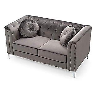 Glory Furniture Pompano Love Seat, Dark Gray. Living Room Furniture, 31" H x 62" W x 34" D